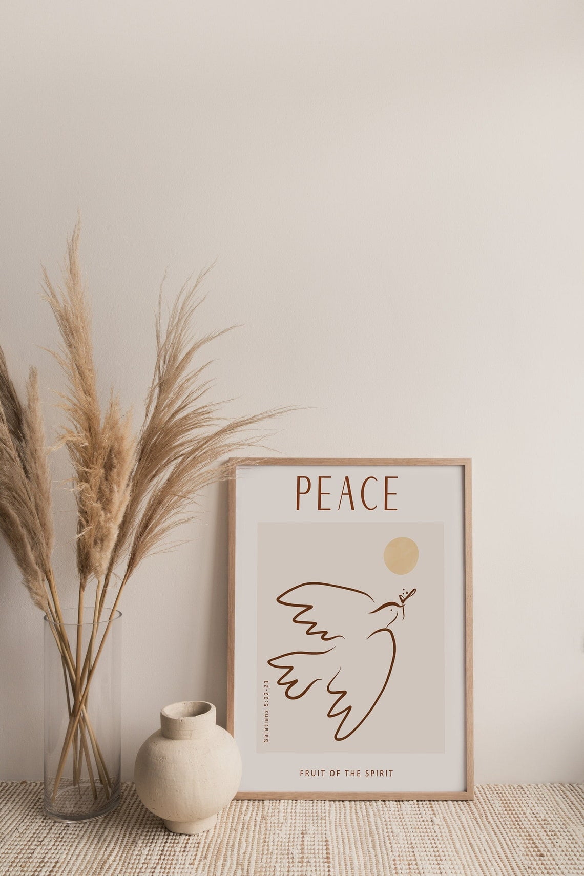 Beige Peace Bible Verse Poster Minimal Art Modern Scripture Christian ...