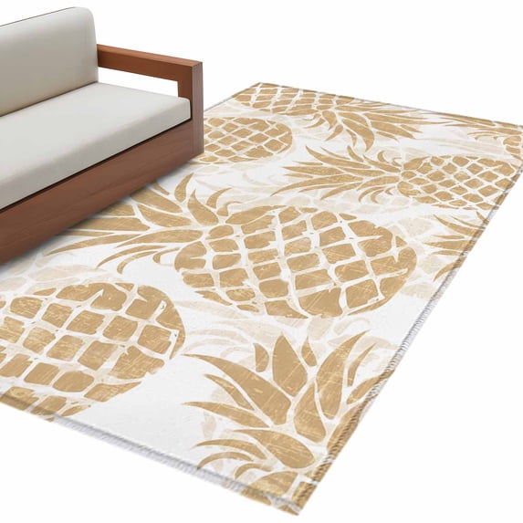 Beige Pineapple Area Rug 3x5 Washable Rug Non Slip Summer Botanical ...