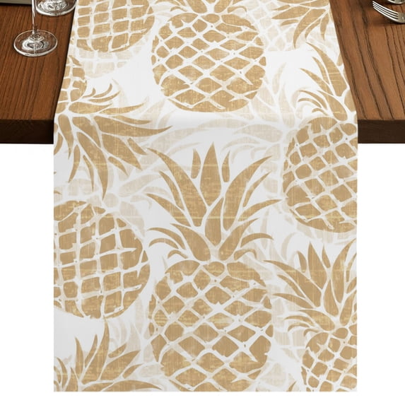 Beige Pineapple Burlap Cotton Table Runner 13x90 Inches Long, Summer ...