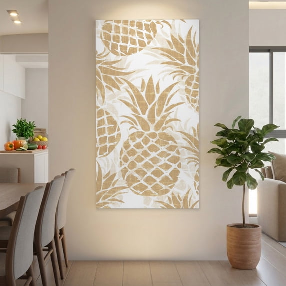 Beige Pineapple Canvas Wall Art for Living Room, Summer Country Vintage ...