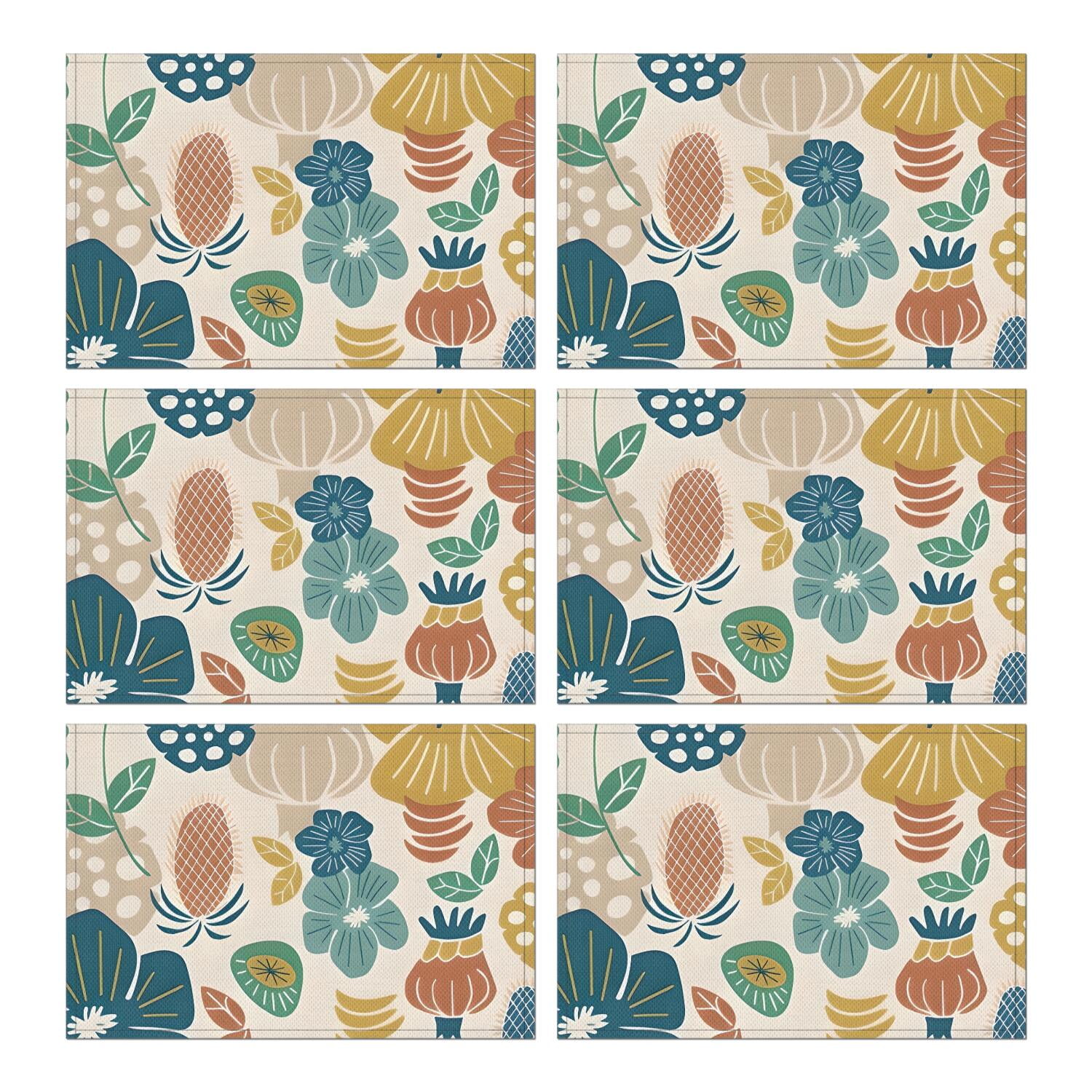Beige Pioneer Flower and Leaf Pattern Summer Placemats Table Placemats ...