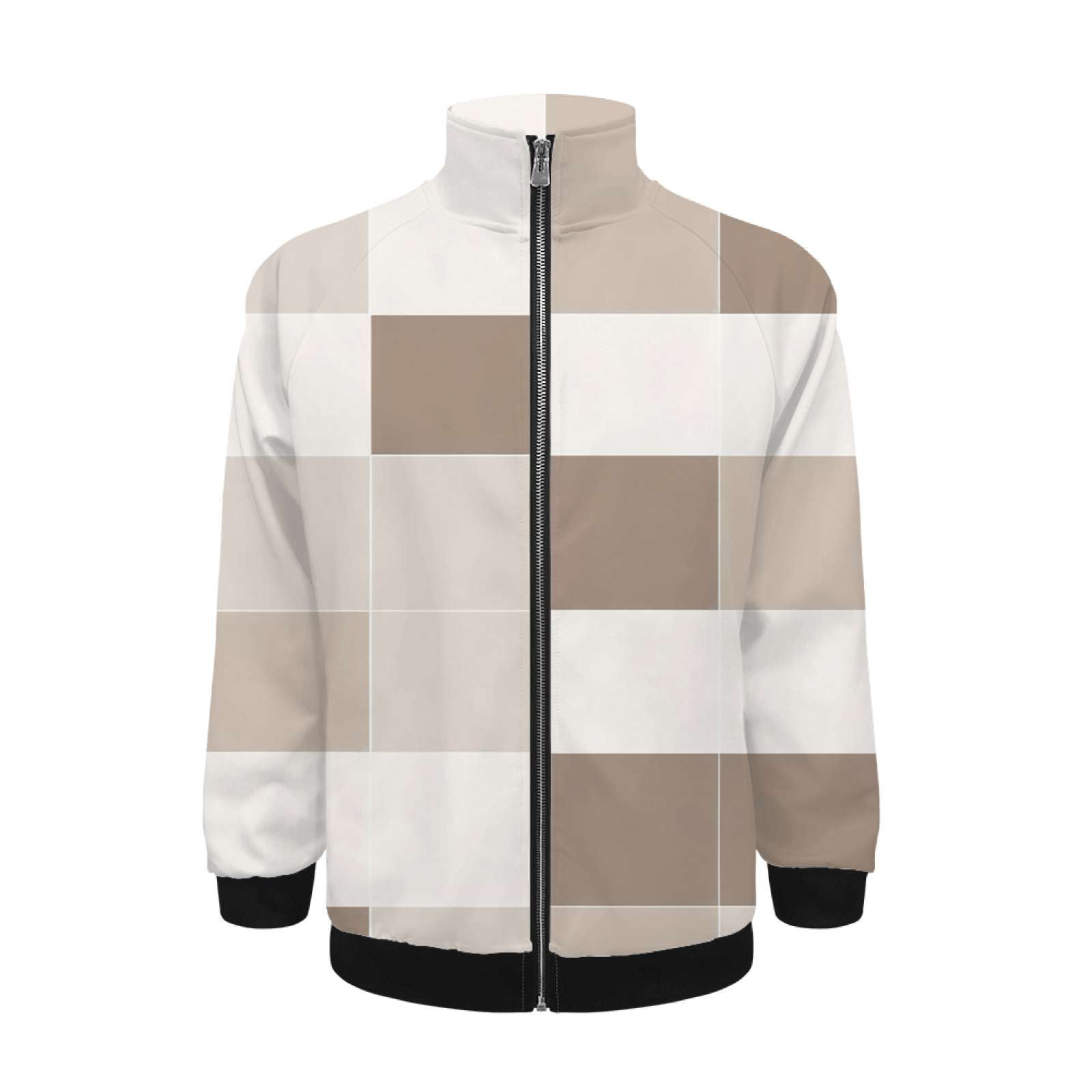 Beige Pixel Art Print Jacket Men's Street Cool Long Sleeves Coat ...