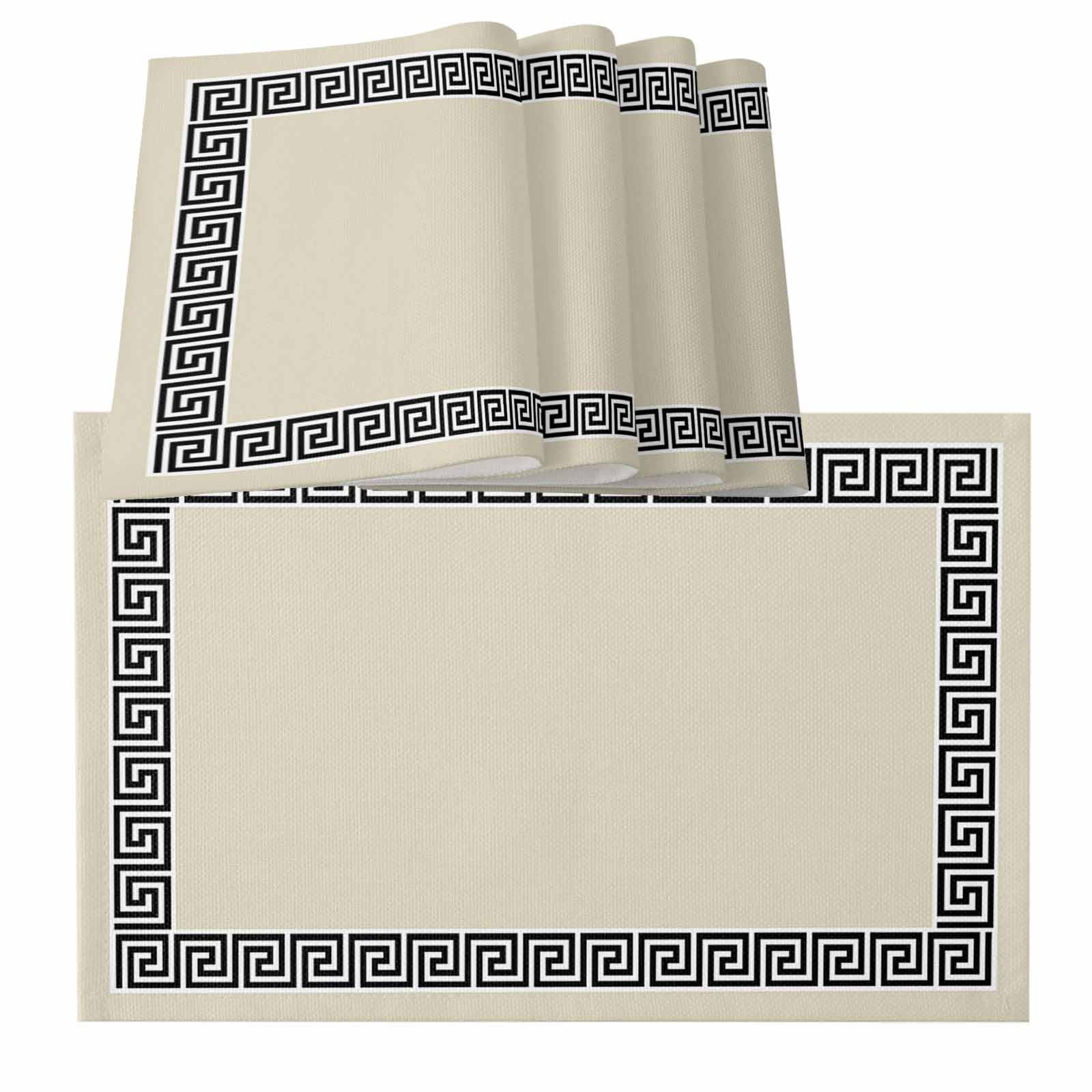 Beige Placemats for Dinning Table Set of 4, Black Modern Geometric ...