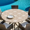 Beige Plaid Flower Polka Dots Round Fitted Tablecloth with Elastic Edge ...