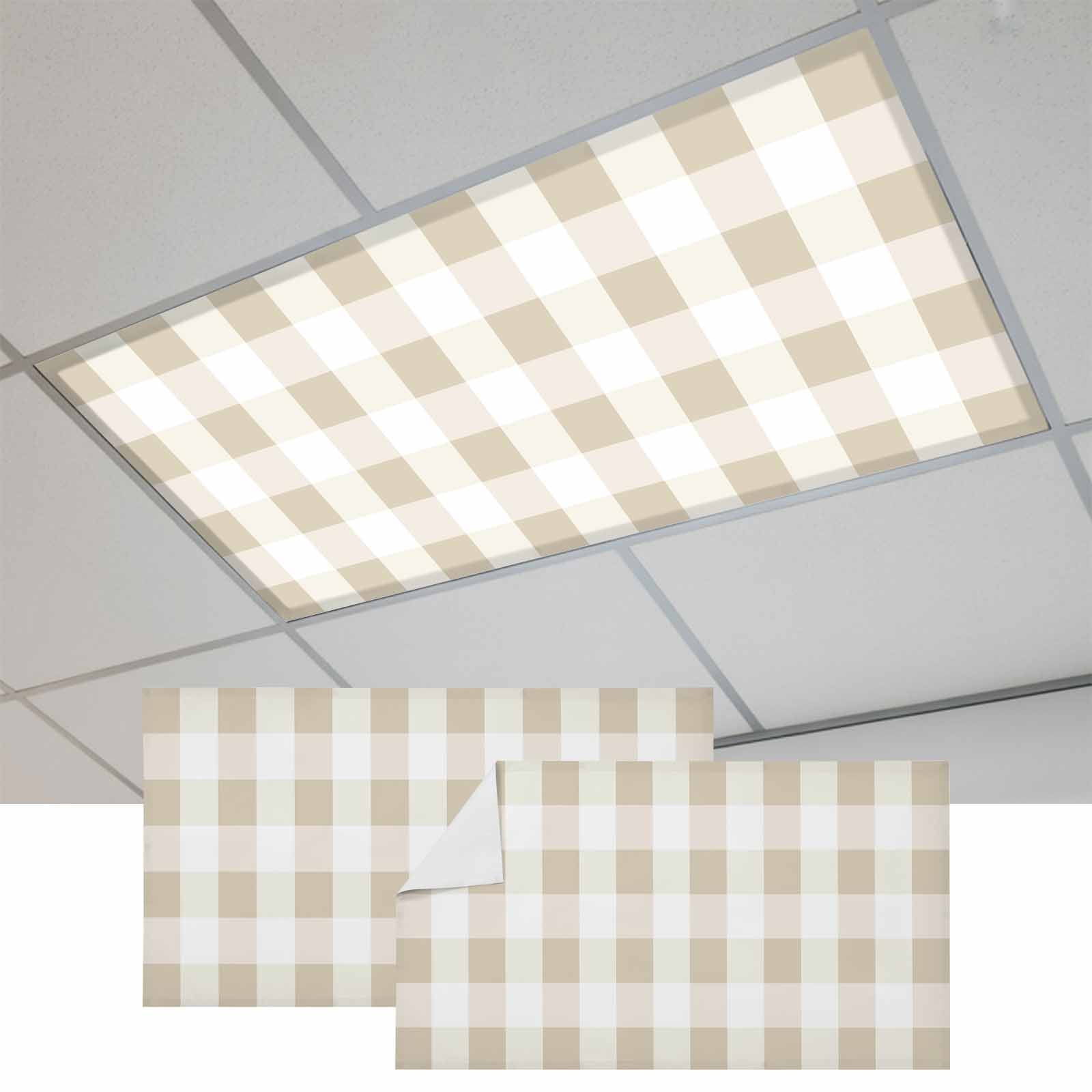 Beige Plaid Fluorescent Light Covers, Spring Summer Farmhouse Buffalo ...
