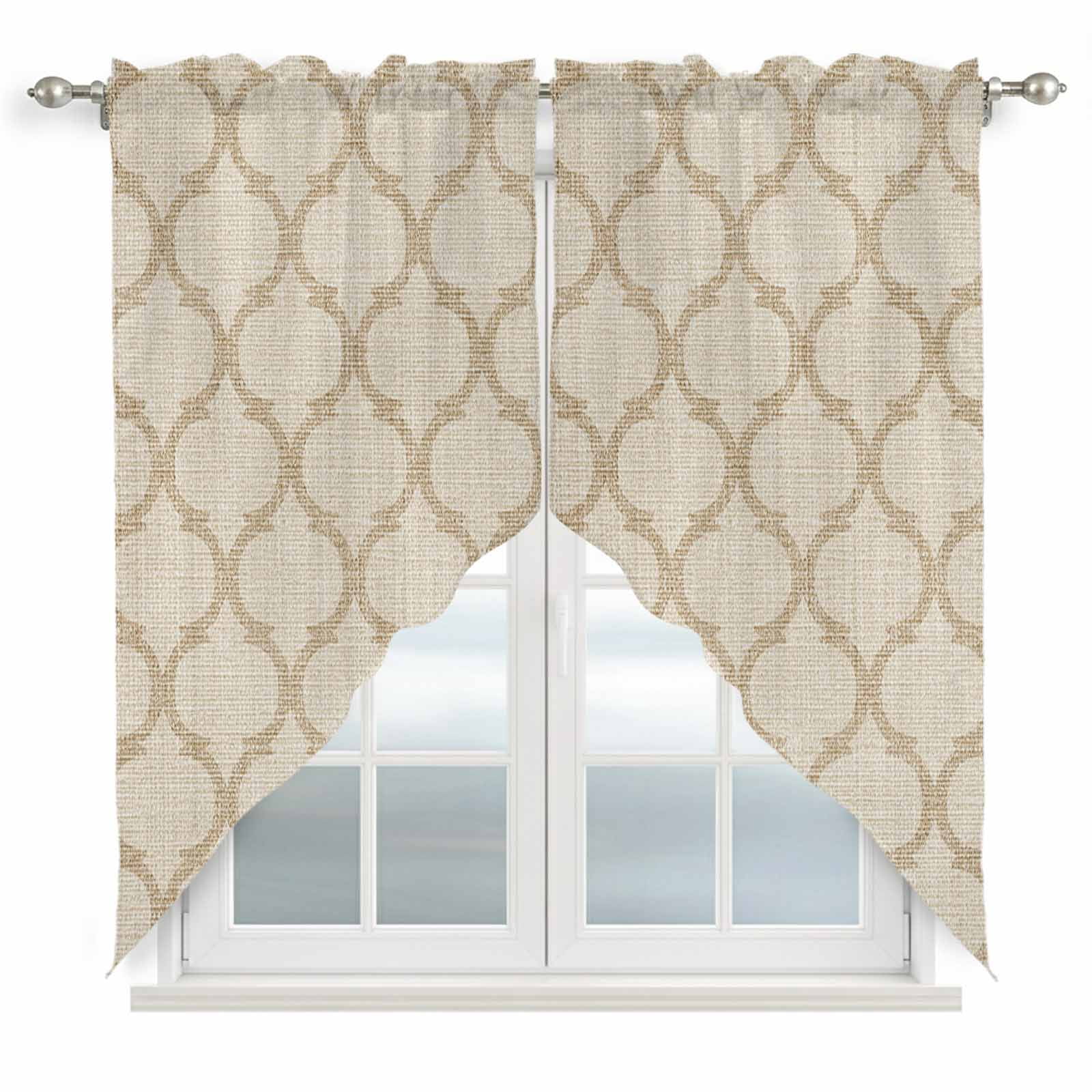 Beige Plaid Swag Curtain Valance for Window 2 Panels Retro Country ...