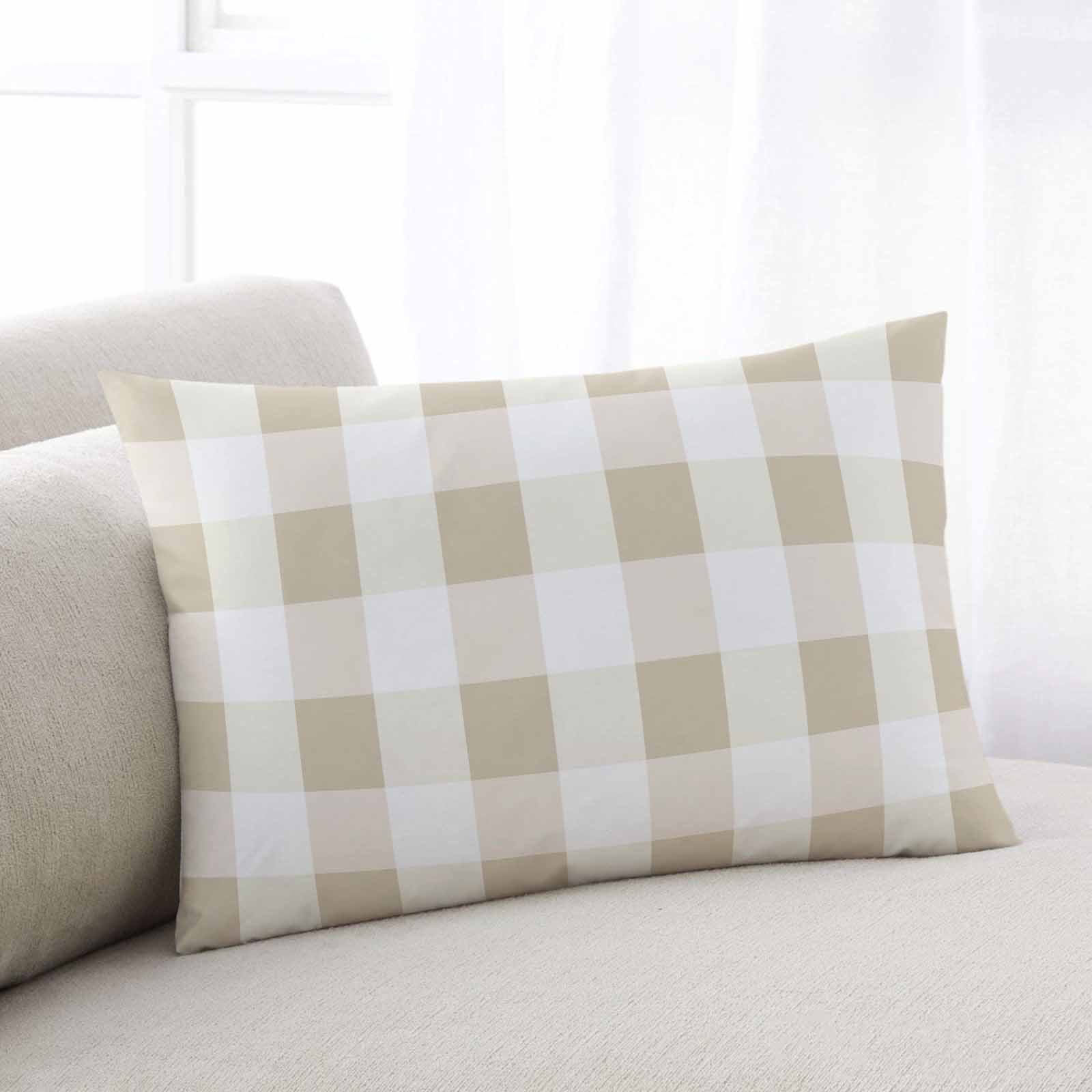 Beige Plaid Throw Pillow Covers, Spring Summer Farmhouse Buffalo ...