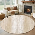 Beige Planks 8FT Round Area Rugs for Living Room Farmhouse Vertical ...