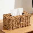 Beige Plastic Woven Tissue Box Storage for Living Room Coffee Table ...