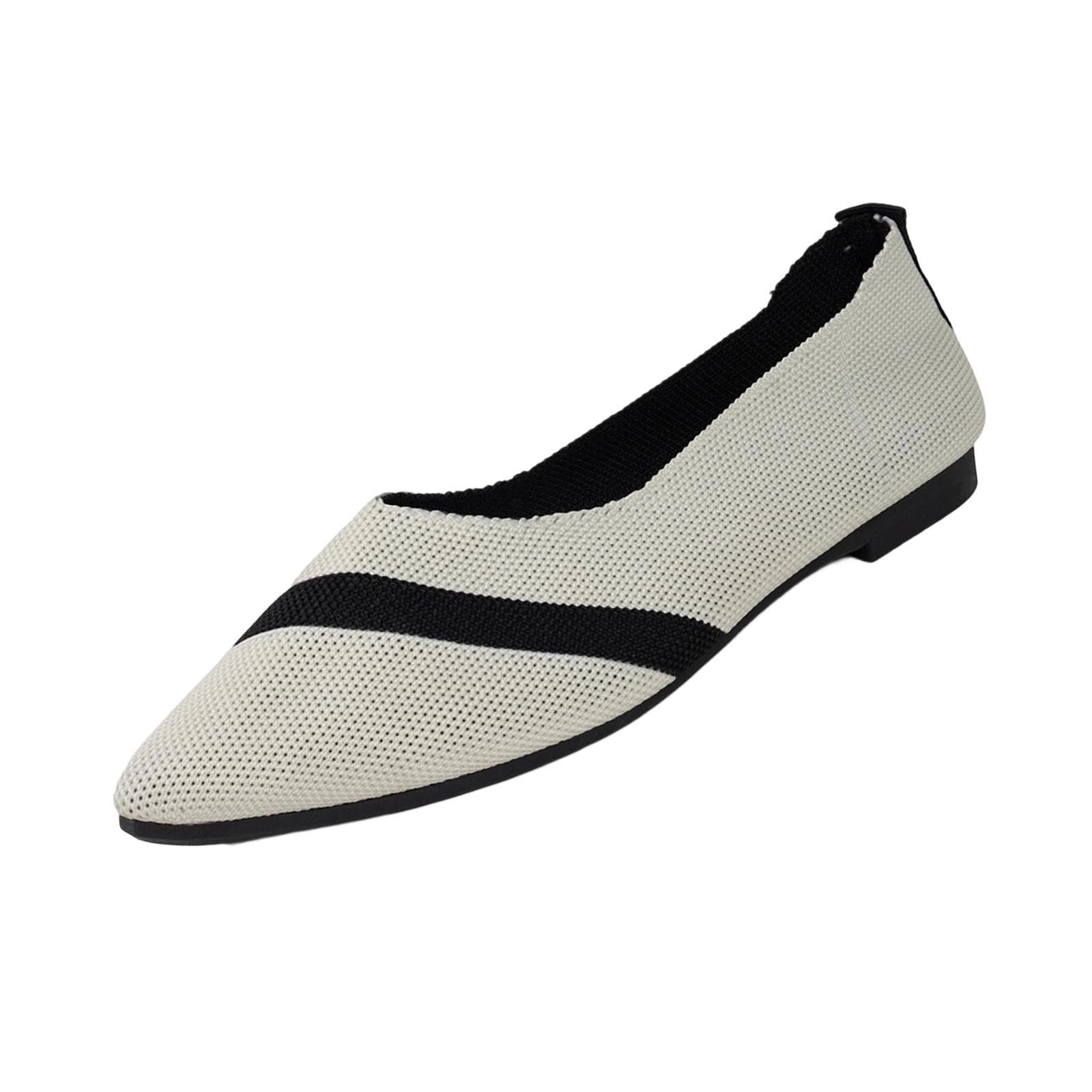 Beige Plus Size Womens Mesh Pointed Toe Loafers Flat Shoes Closed Toe ...