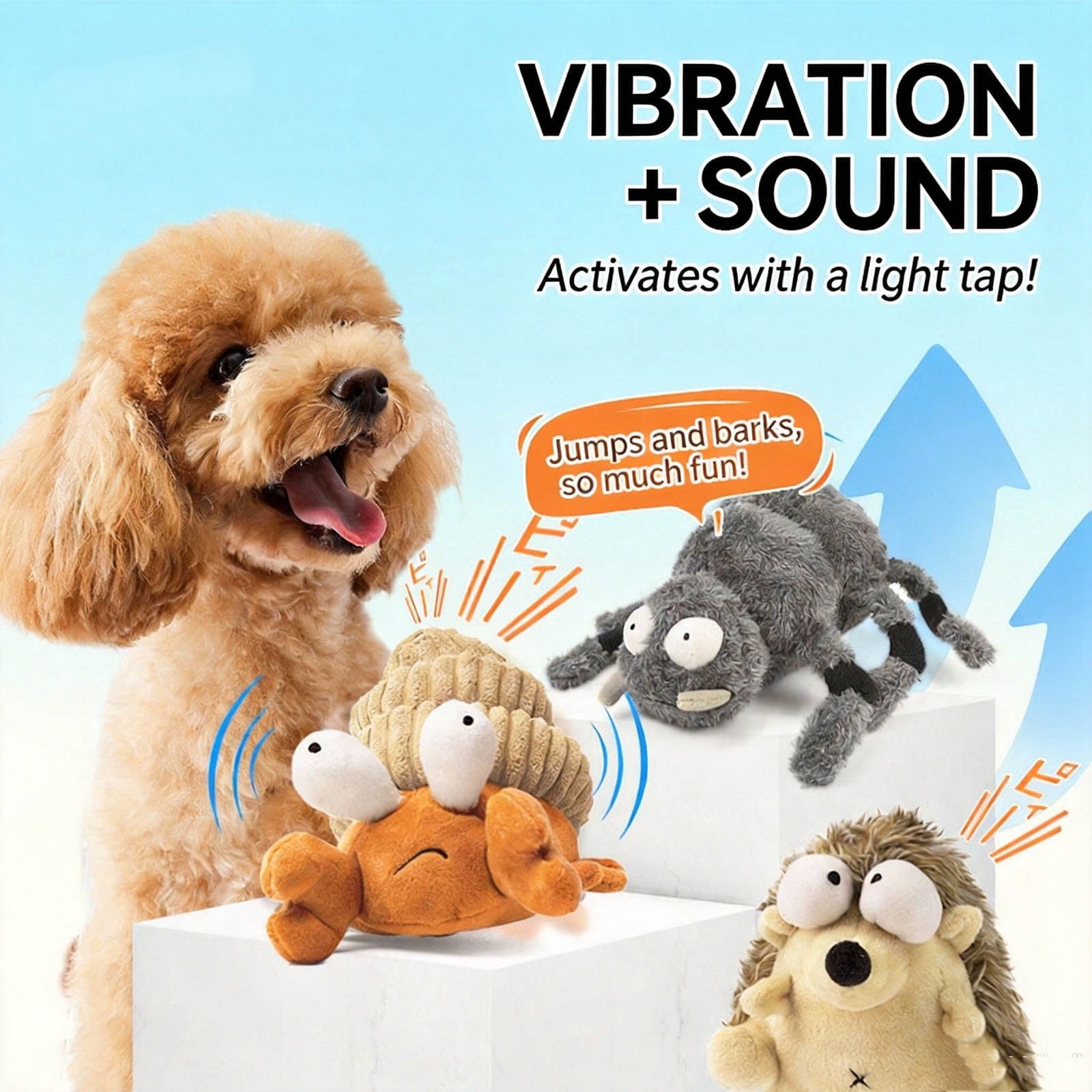 Beige Plush Vibrating Sound-Making Dog Toy Ball - With Vibration, Sound ...
