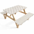 Beige Polka Dots Spots Picnic Table Cover with Bench Covers Abstract ...