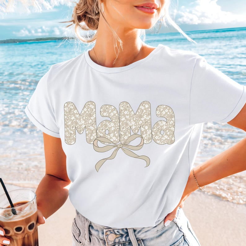 Beige Preppy Mama Shirt, Cute Mama Shirt, Floral Mama Shirt, Mother's ...