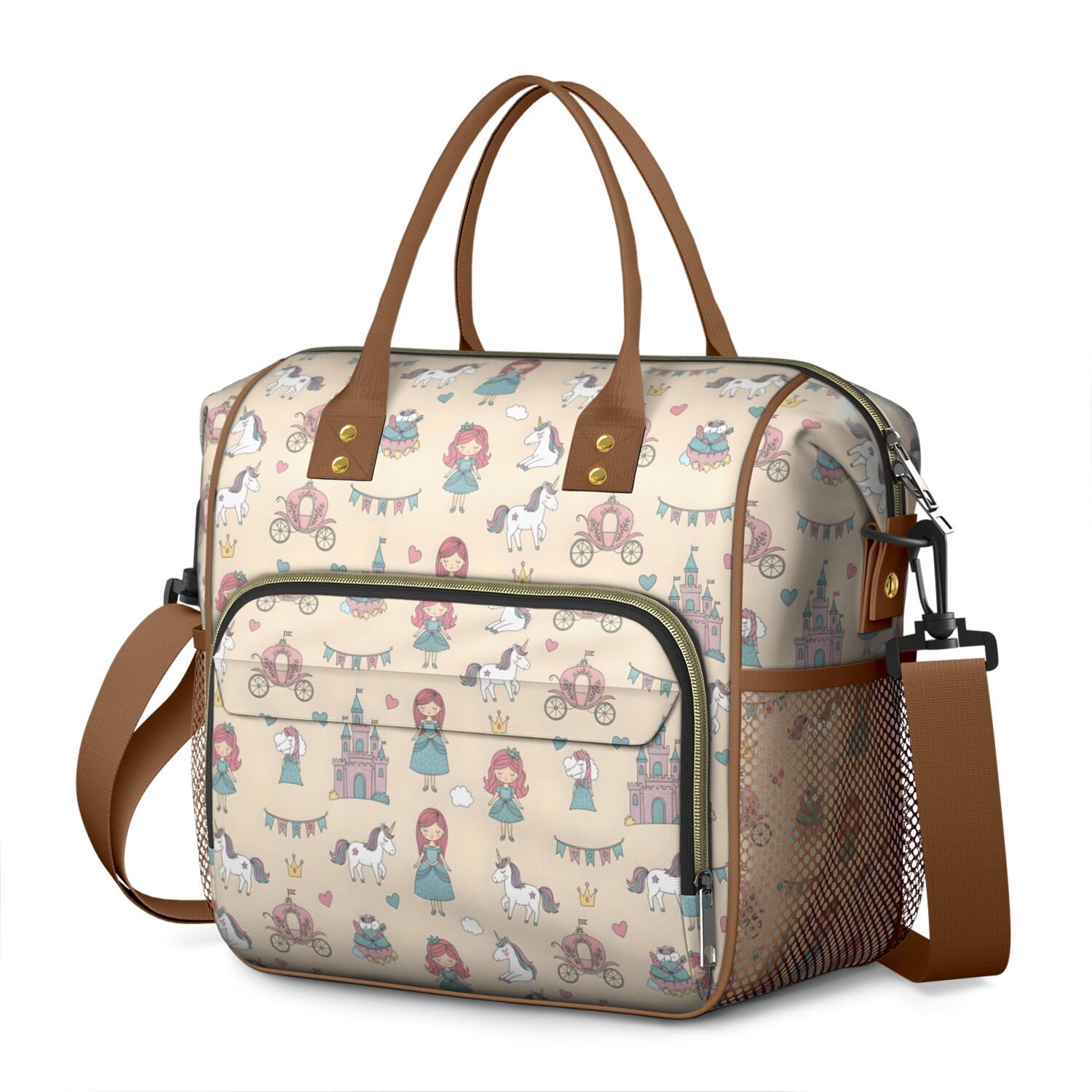 Beige Princess Carriage Pattern Womens Lunch Box for Work,Insulated ...