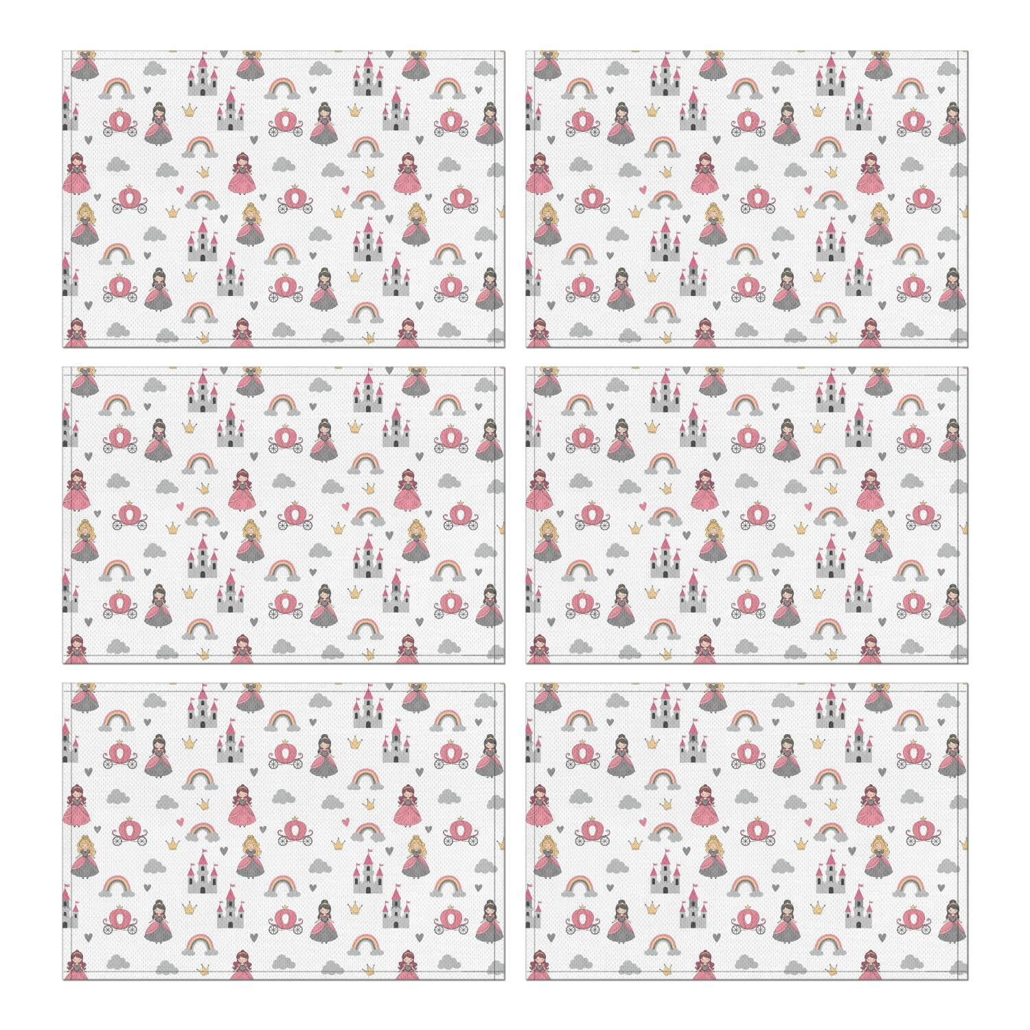 Beige Princess Castle Rainbow Pattern Summer Placemats Table Placemats ...