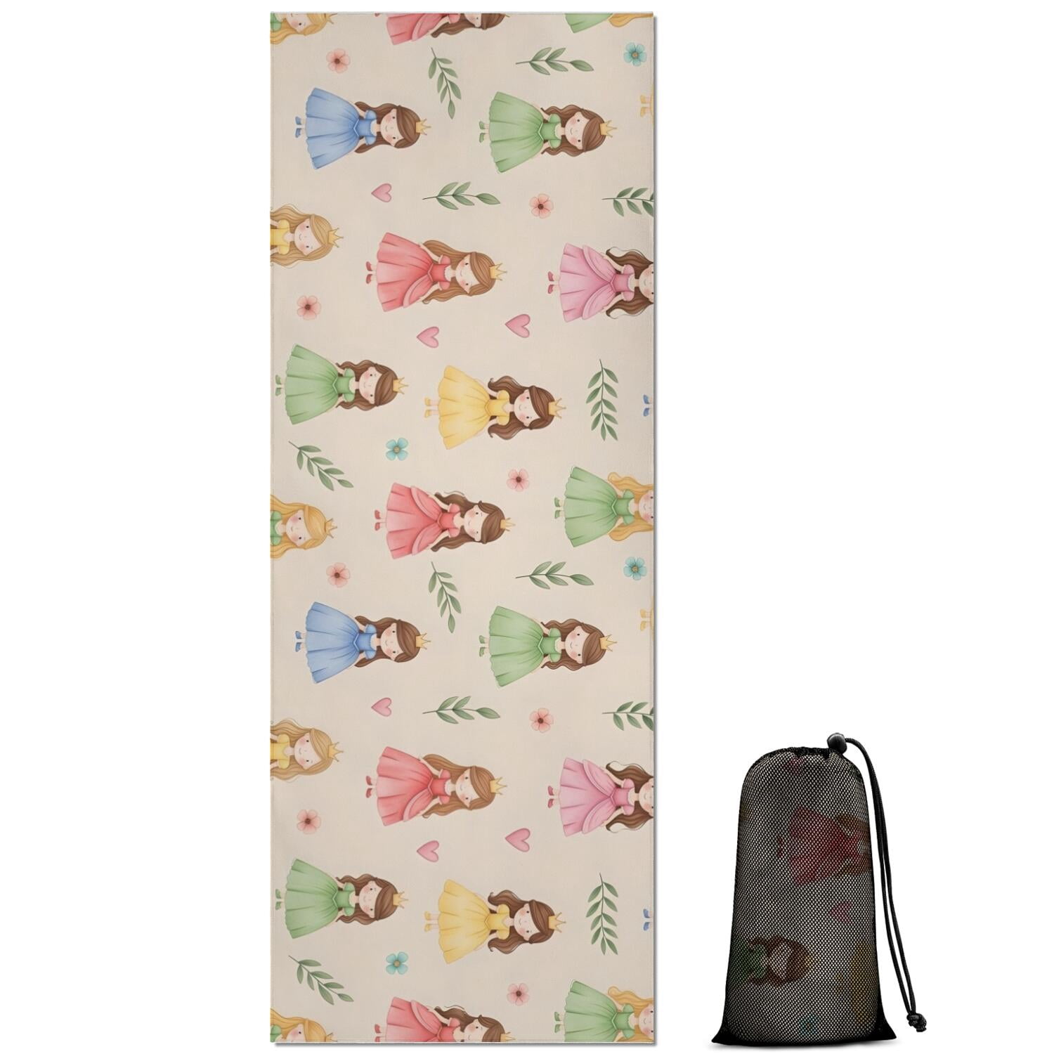 Beige Princess Dress Pattern Hot Yoga Mat Towel Non Slip for Hot Yoga ...