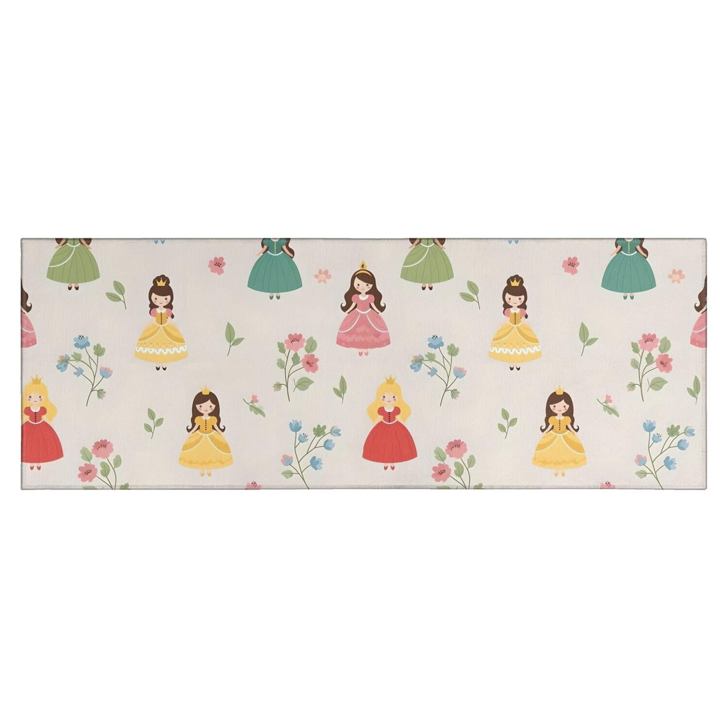 Beige Princess Flower Pattern Kitchen Rug Mat,Kitchen Runner Rugs Non ...