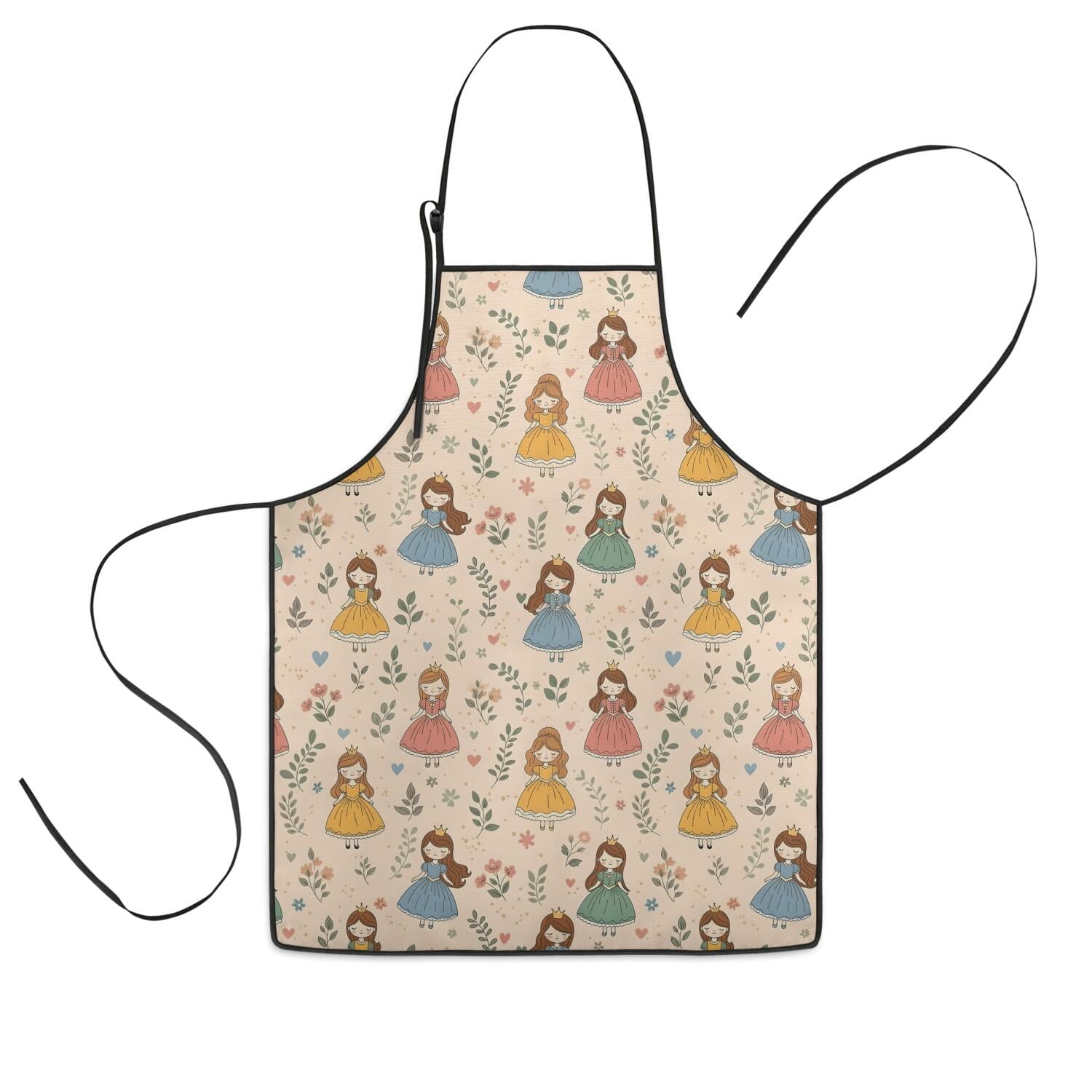 Beige Princess Leaf Pattern Kids Aprons for Girls and Boys,Adjustable ...