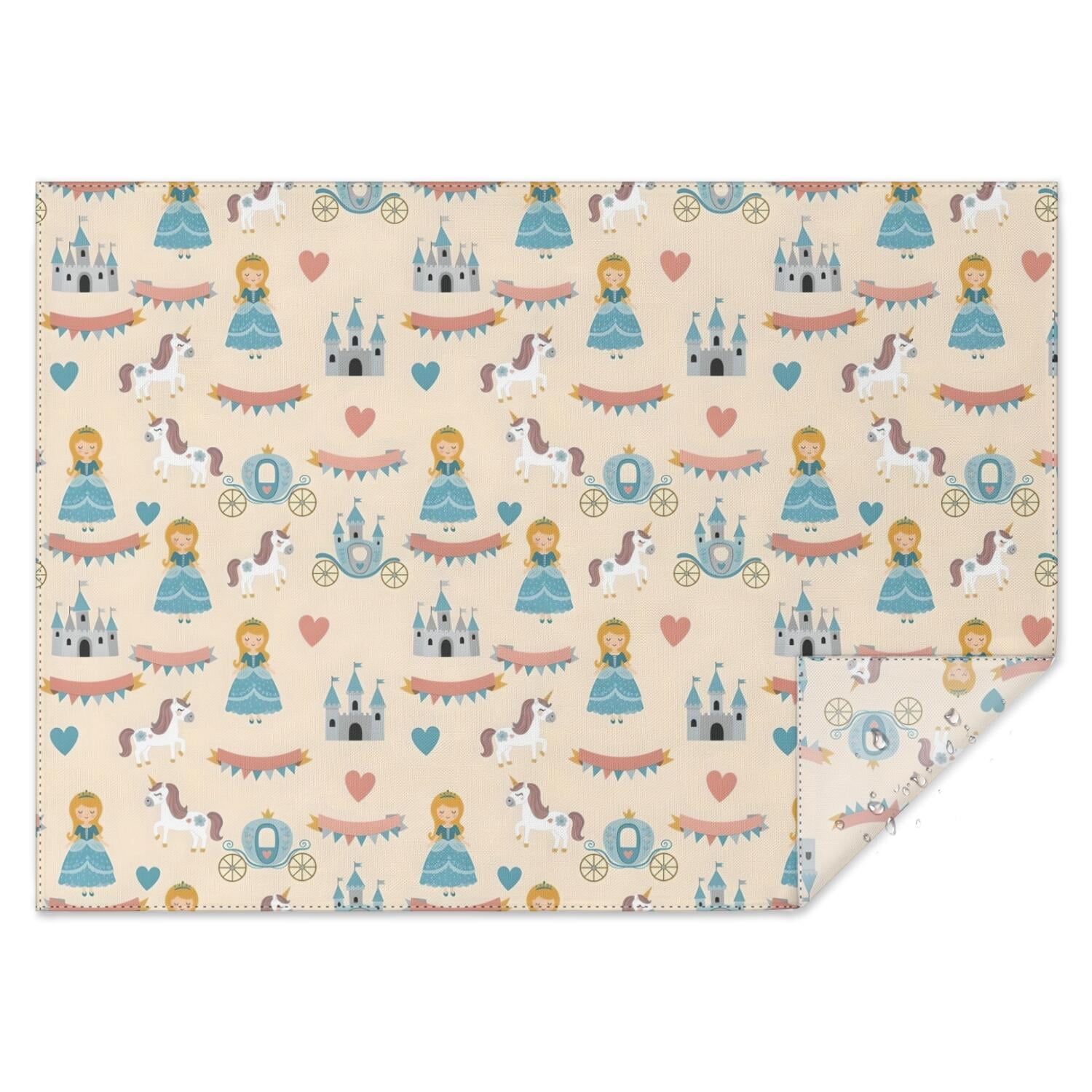 Beige Princess Unicorn Pattern Rectangle Tablecloth 60"x84",Waterproof ...