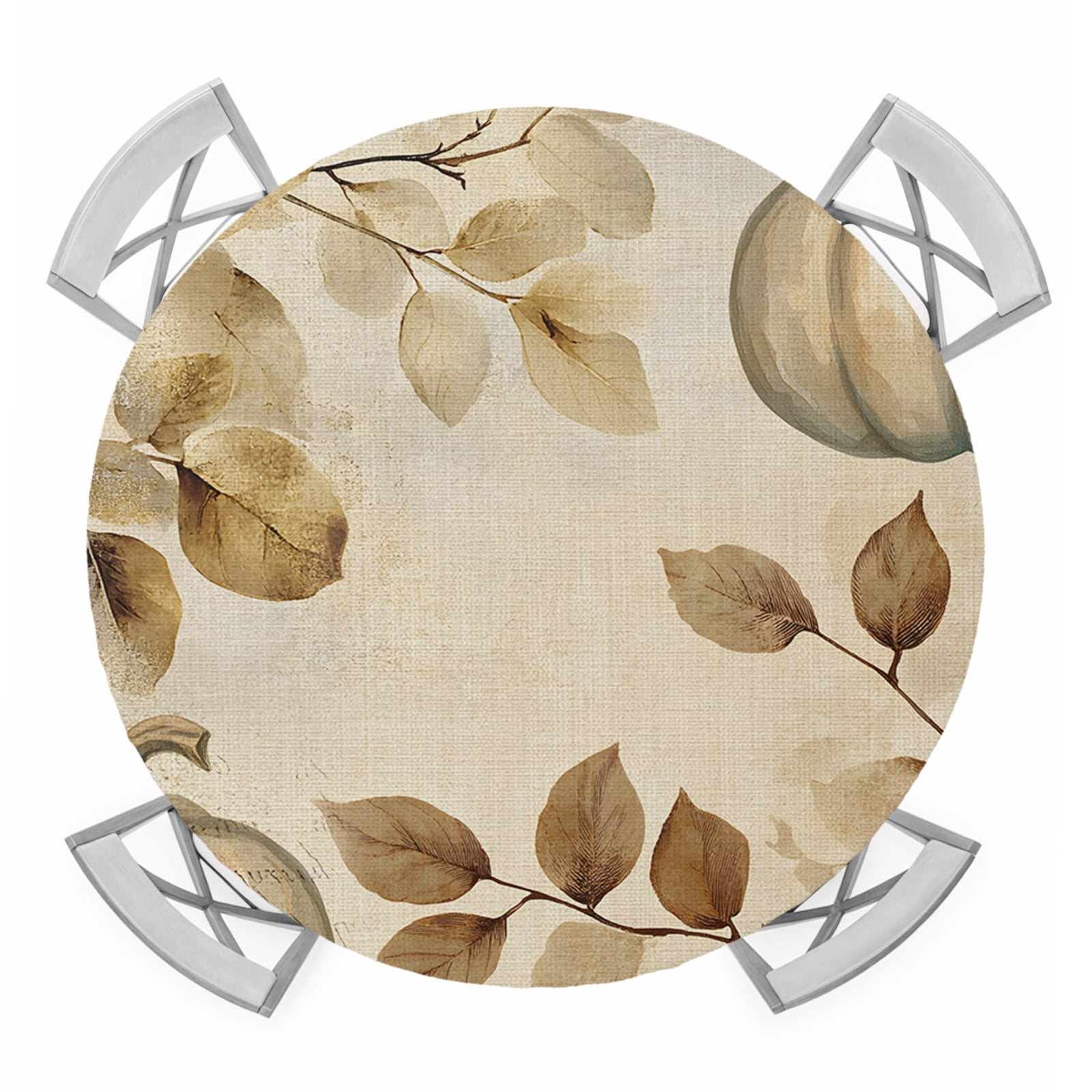 Beige Pumpkin Fall Round Tablecloth for 36-44 Inch Tables,Fitted Table ...