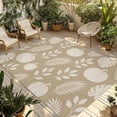 Beige Pumpkins Outdoor Rug, Botanical Fern Leaf Tropical Fronds Khaki ...
