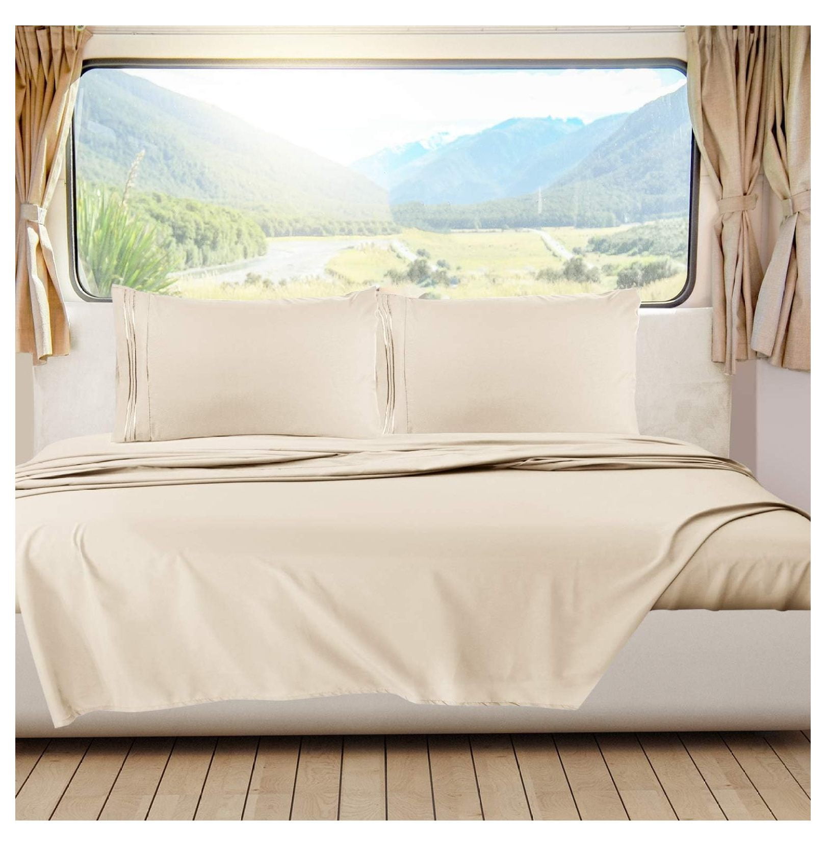 Beige RV Queen Sheets – Super Soft RV Short Queen Sheets for RV Camper ...