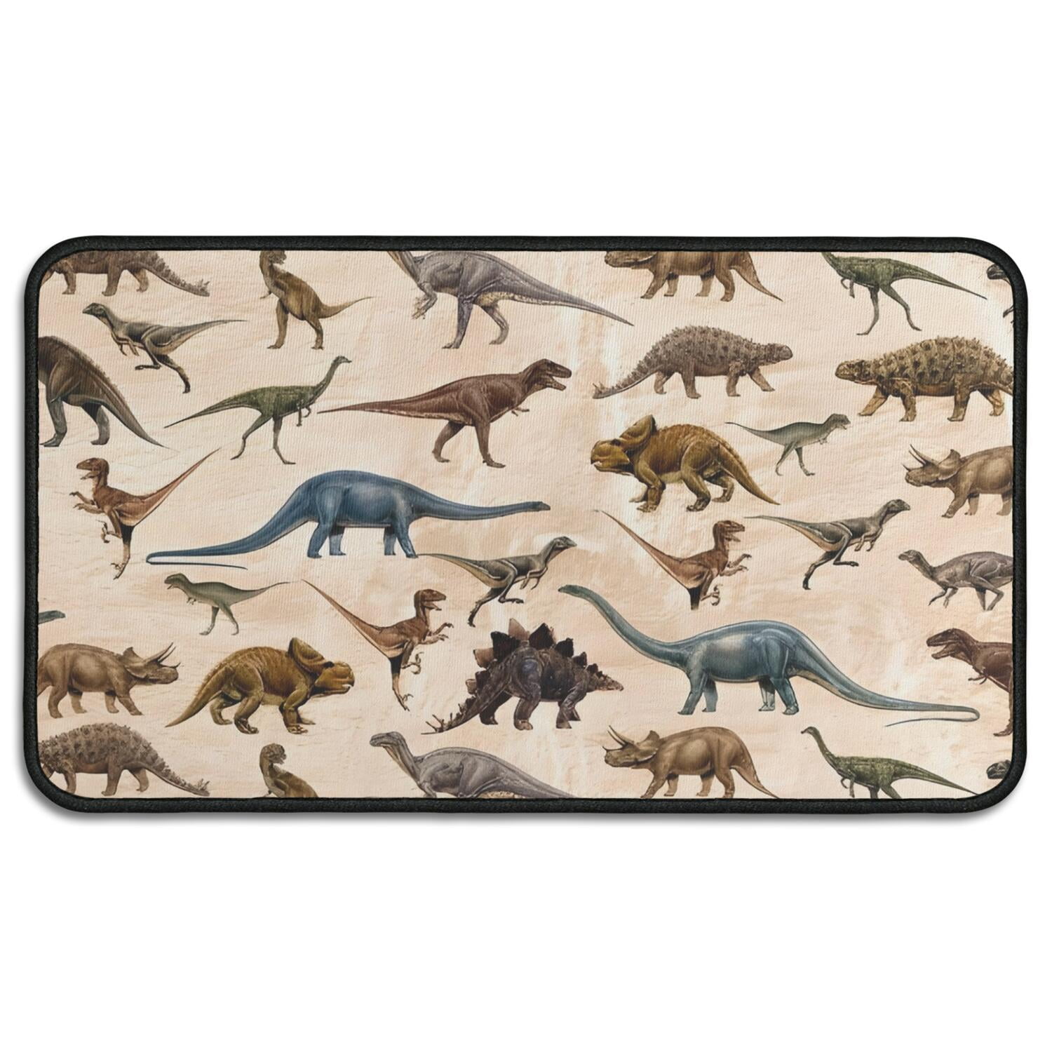 Beige Realistic Dinosaurs Pattern Door Rugs,Washable Non Slip Door Mats ...