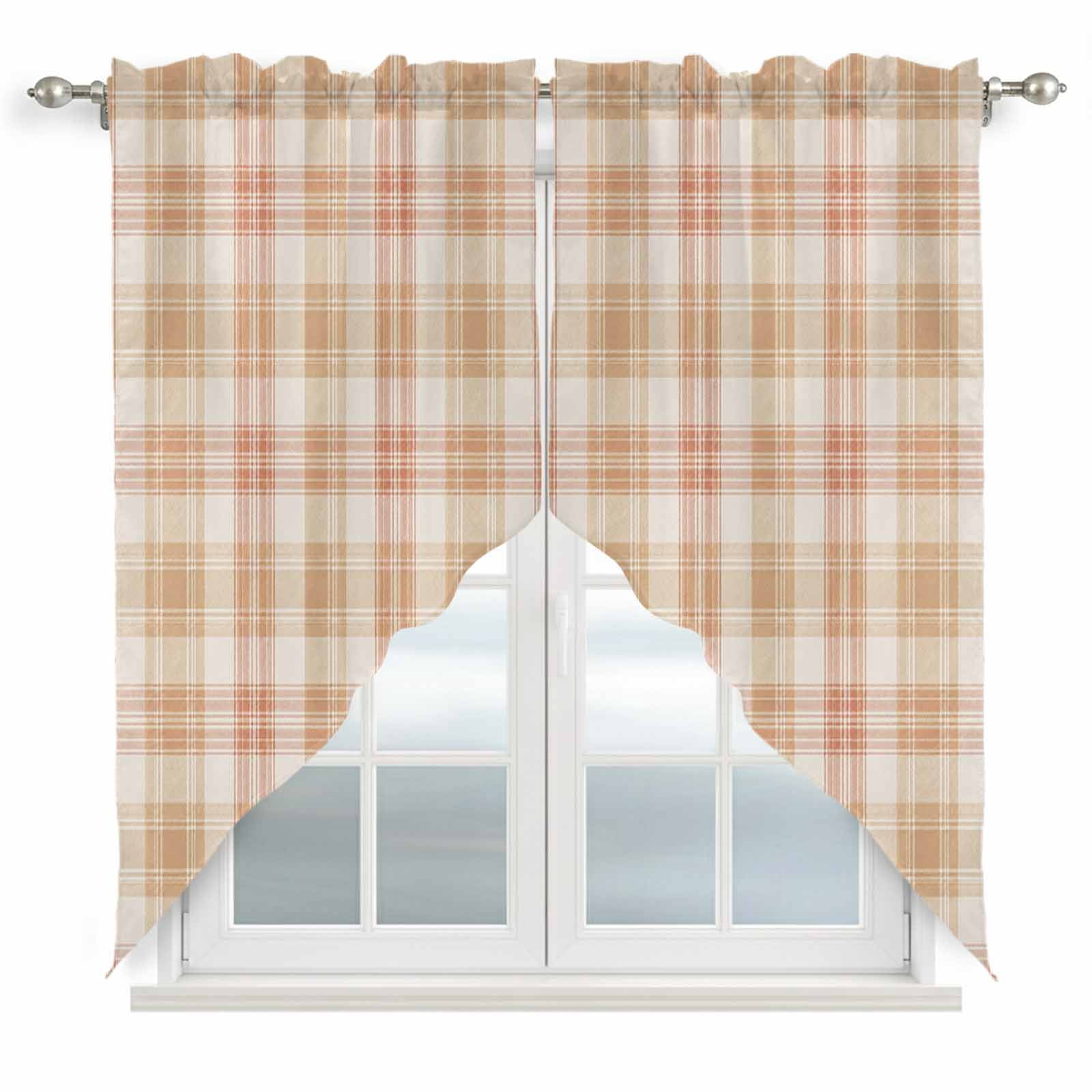 Beige Red Plaid Swag Curtain Valance for Windows, Country Farmhouse ...