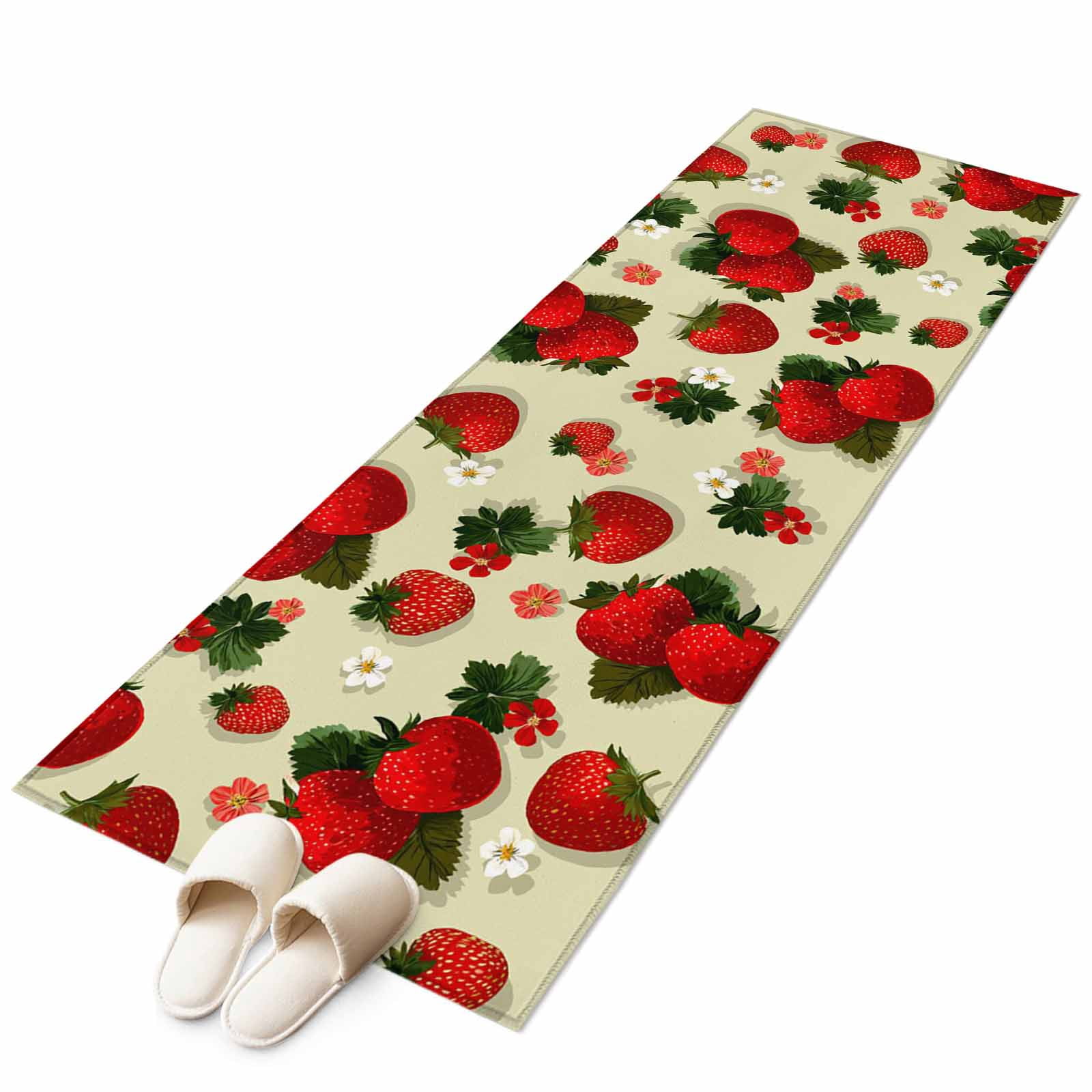 Beige Red Strawberry Area Rugs Collection 2'x6', Spring Floral ...