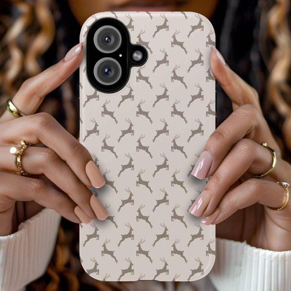 Beige Reindeer Christmas Minimal Phone Case with iPhone 17 to 11 Pro ...