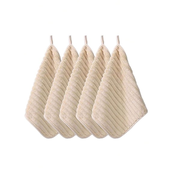 Beige Ribbed Hand Towel Set - 5pcs - Super Absorbent Quick Dry 11.8x11 ...