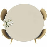 Beige Round Fitted Table Cover White Swan Solid Color Waterproof Table ...