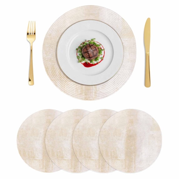 Beige Round Placemats Set of 4, Braided Polypropylene Place Mats, Retro ...