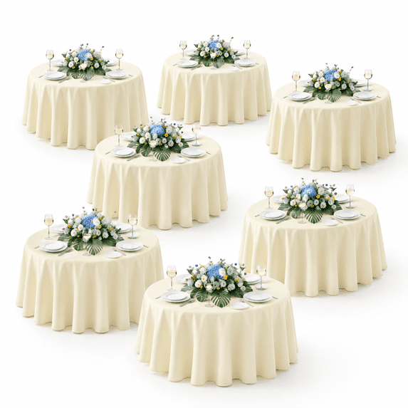 Beige Round Tablecloth 90 Inch Fit 30-72 Tables 8 Pack - Walmart.com