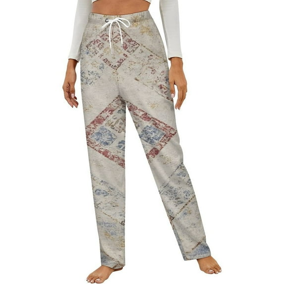 Beige Rug Geometric Pattern Design Winter Female Pants Flannel High ...