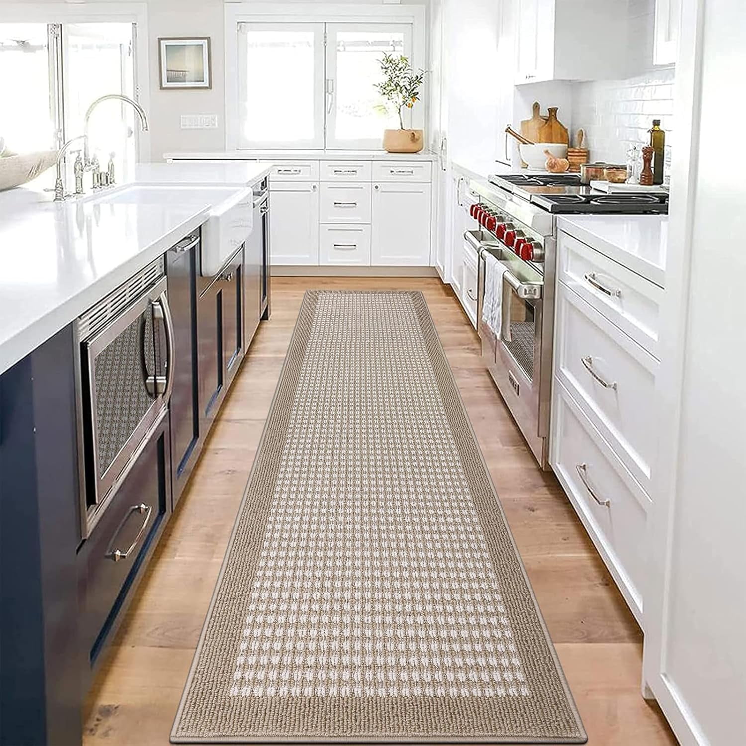 Beige Runner Rugs for Hallway 2'x8' Non Slip Farmhouse Long Kitchen ...