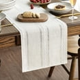Beige Rustic Cotton Linen Table Runner, Embroidered Hollow Design ...