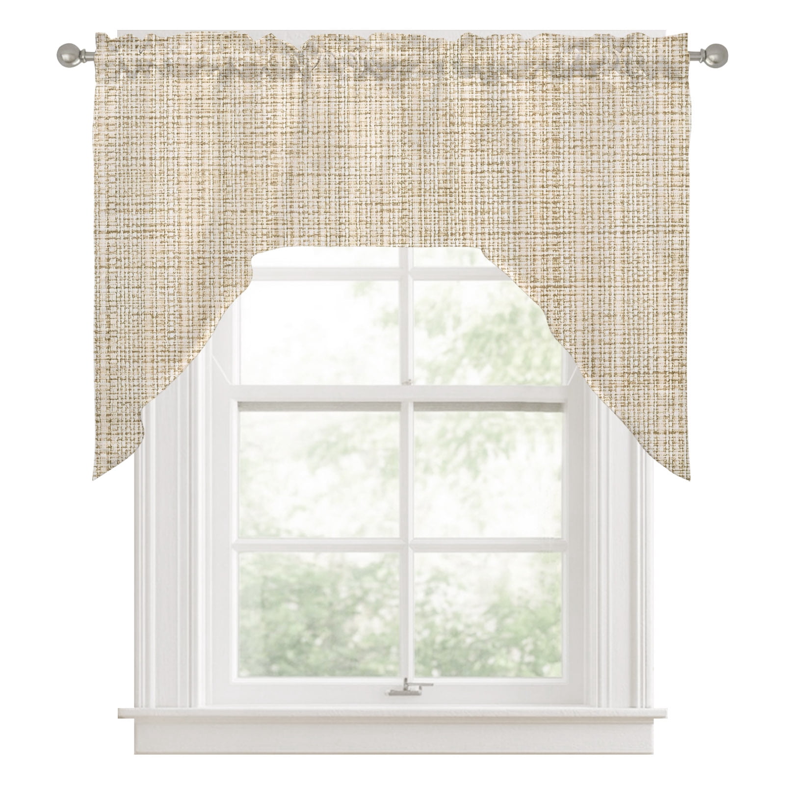 Beige Rustic Kitchen Curtains Swag Valance for Windows/Bathroom/Cafe ...