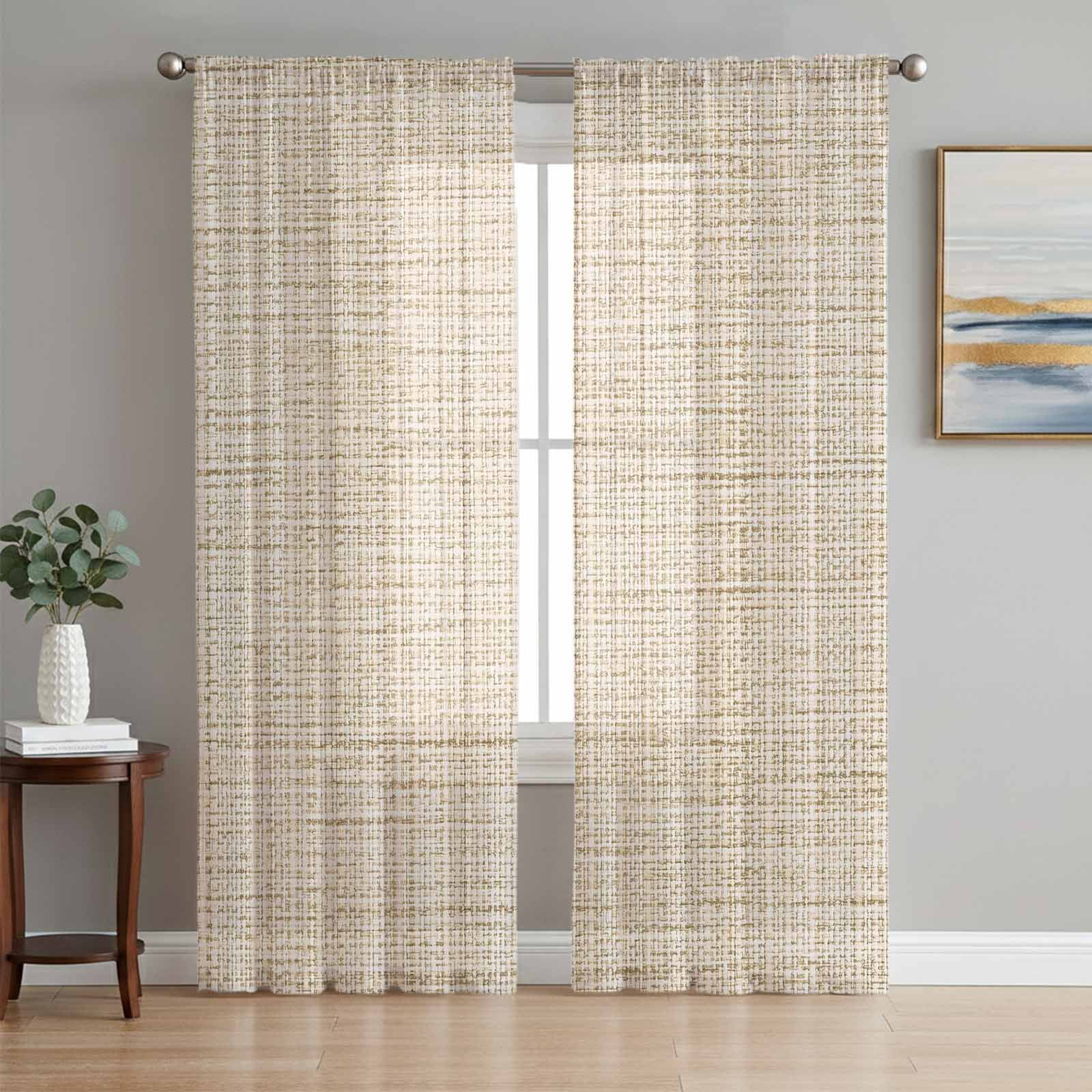 Beige Rustic Sheer Curtains for Living Room Bedroom Vintage Farmhouse ...