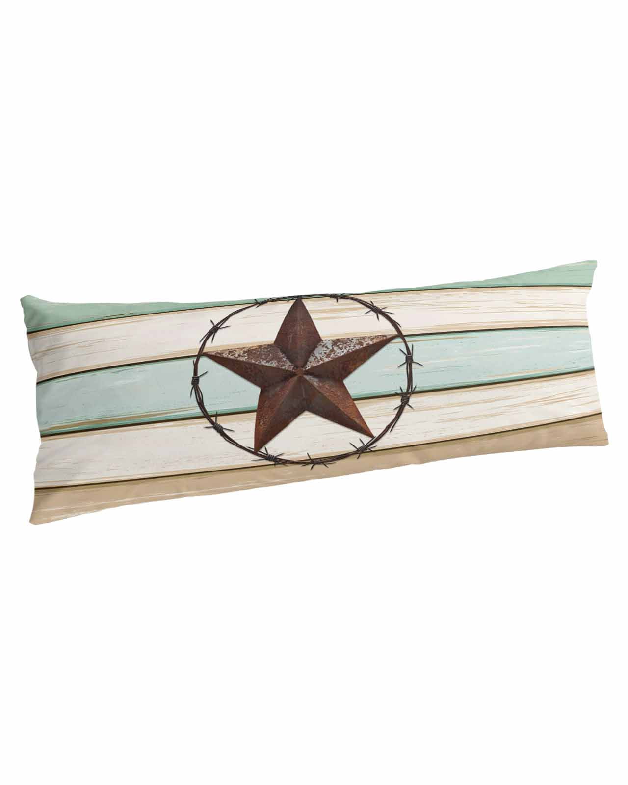 Beige Sage Green Texas Star Body Pillow Covers, Vintage Stars Wooden ...