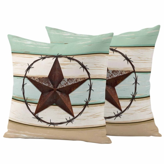 Beige Sage Green Texas Star Retro Outdoor Pillow Covers 16"x16" Set of ...