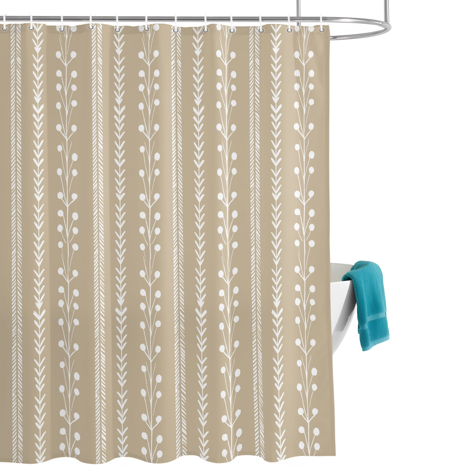 Beige Sand Shower Curtain, Minimalist Rustic Vertical Dashed Lines ...