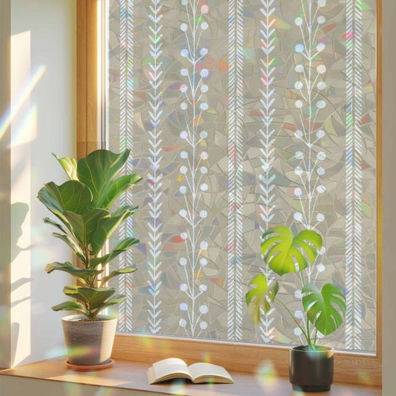 Beige Sand Window Privacy Film, Minimalist Rustic Vertical Dashed Lines ...