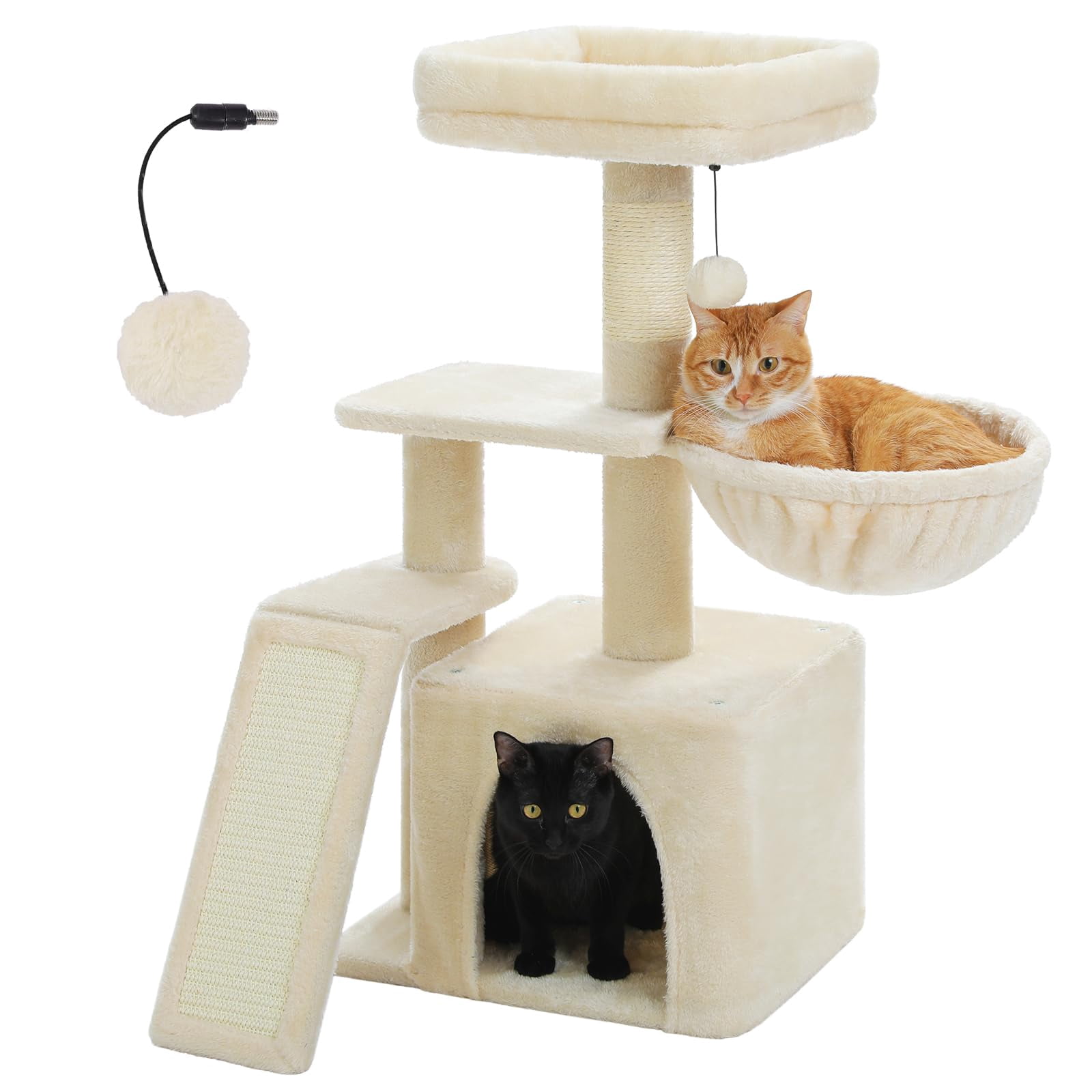 Beige Scratching Tree 32 Inch Indoor Cat Tower Condo - Walmart.com