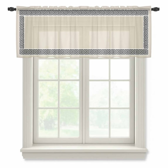 Beige Semi Sheer Valance Curtains, Greek Chinese Style Voile Valances ...