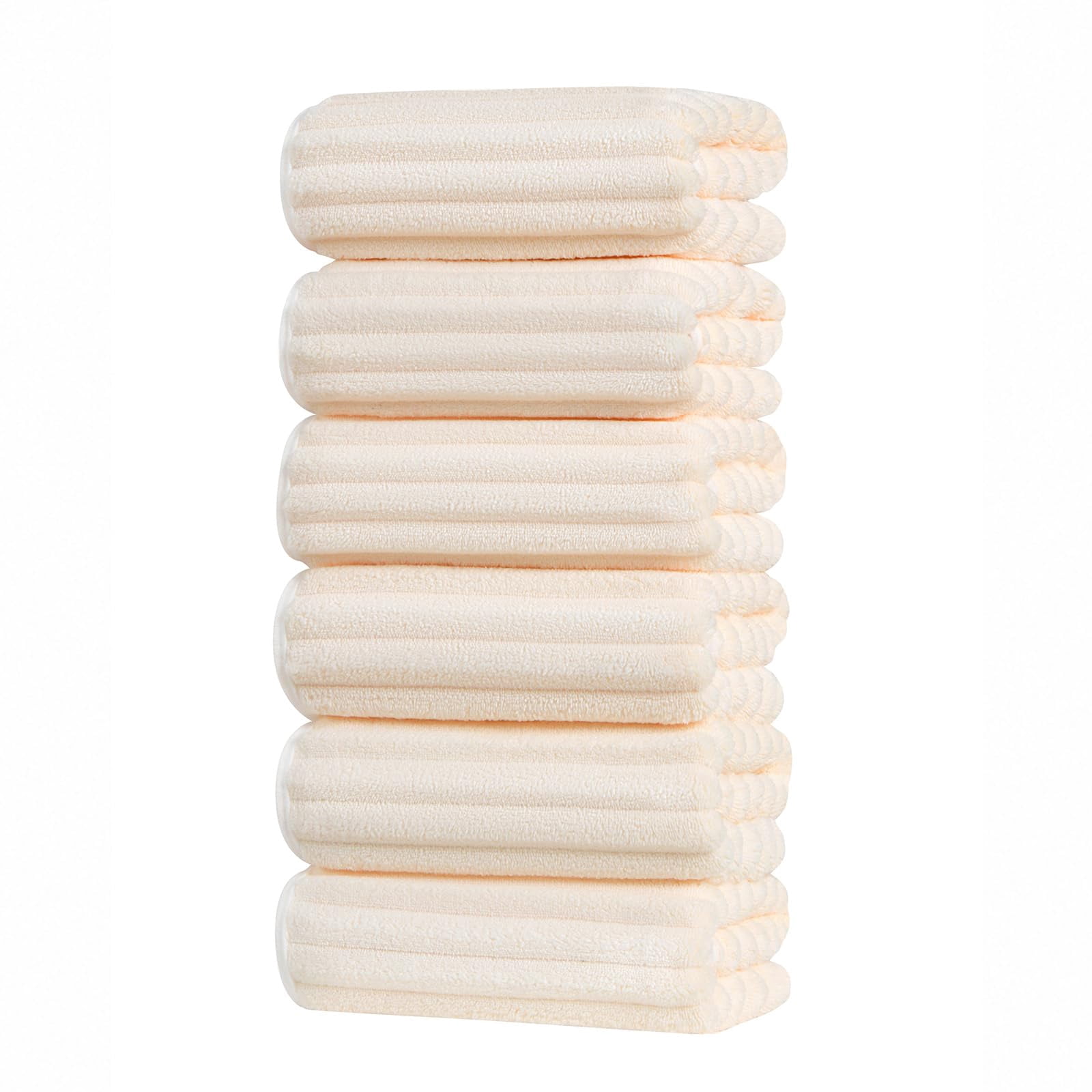 Beige Set of 6 Hand Towels, Quick Dry Microfiber for Bathroom Spa ...