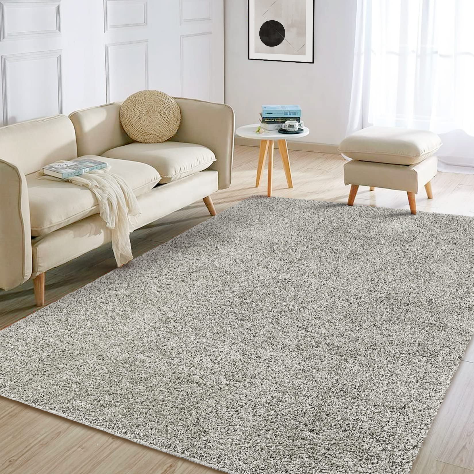 Beige Shag Rug 4x6 Modern Plush Area Rug for Bedroom Luxury Indoor ...