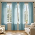 Beige Sheer Curtains 84 Inches Long 4 Panels Set Rod Pocket Voile ...