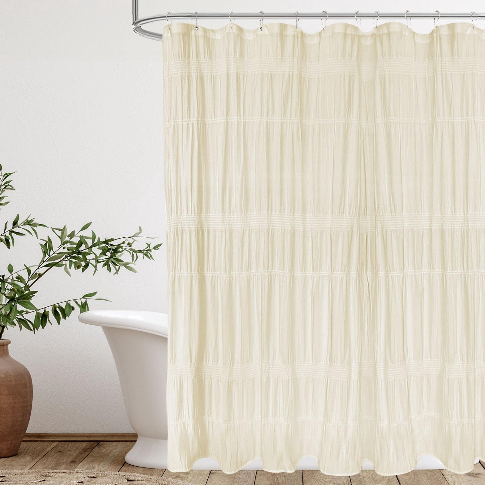 Beige Shower Curtain Cotton Blend 72"W x 72"L - Walmart.com