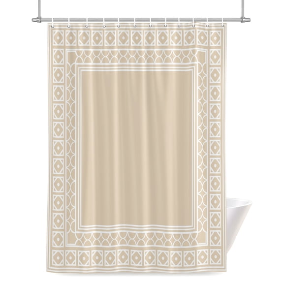 Beige Shower Curtains for Bathroom, Boho Diamond Pattern Border Rustic ...